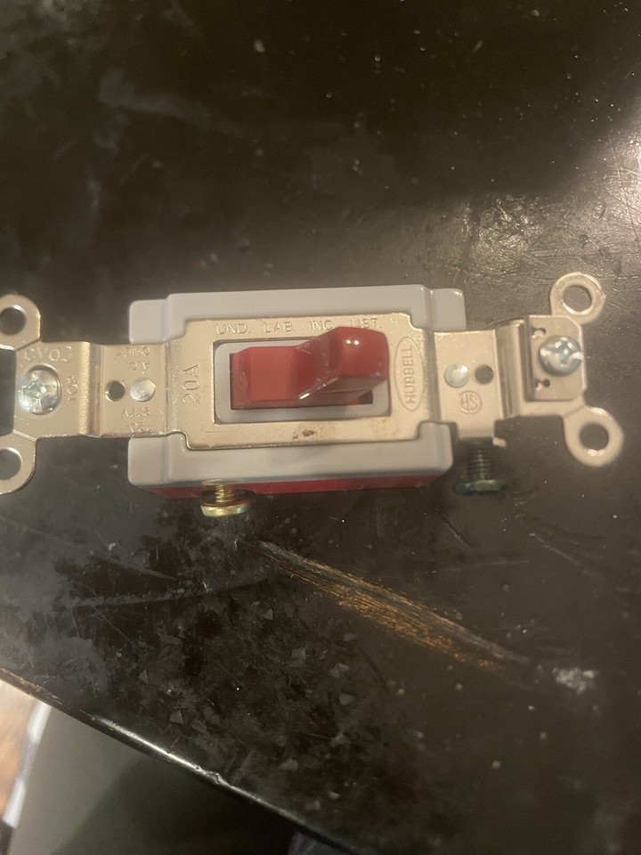 One Hubbell HBL1221R Toggle Switch 120/270V 20A Industrial Grade, RED 1 ...