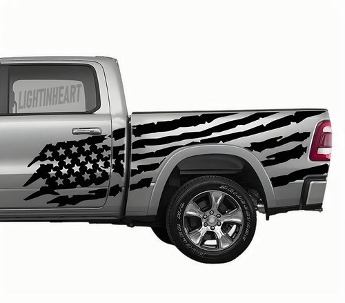 Fit For Dodge Ram American Flag Stripes Graphics Decal Trunk Side Vinyl ...