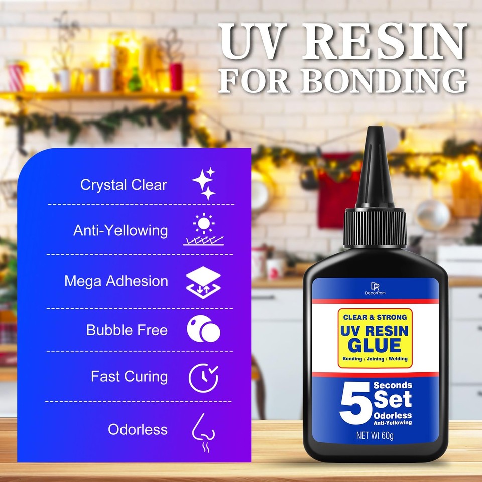 UV Resin Kit with Light, 60g UV Glue for Bonding & Curing in Seconds ...