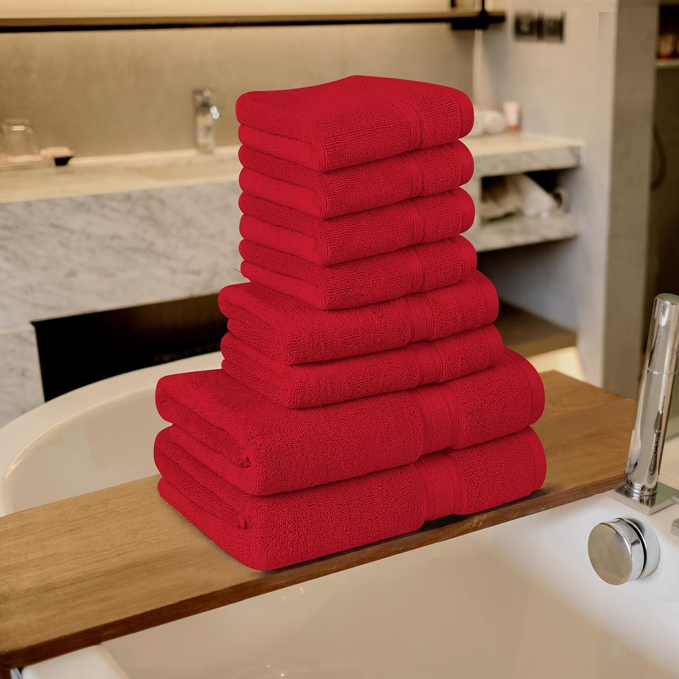 Towel and Linen Mart Burgundy Towel Sets, 2 Bath Towels 2 Hand Towels ...