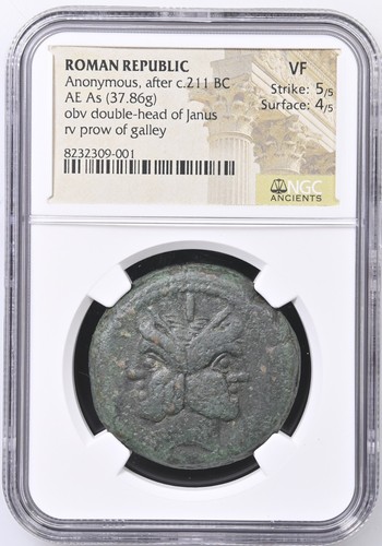 Roman Republic Head Of Janus AE As NGC VF Ancient Copper Coin | eBay