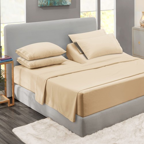 Flex Top King Sheets, 6 Piece Set - Hotel Luxury Sheets for Top Split ...