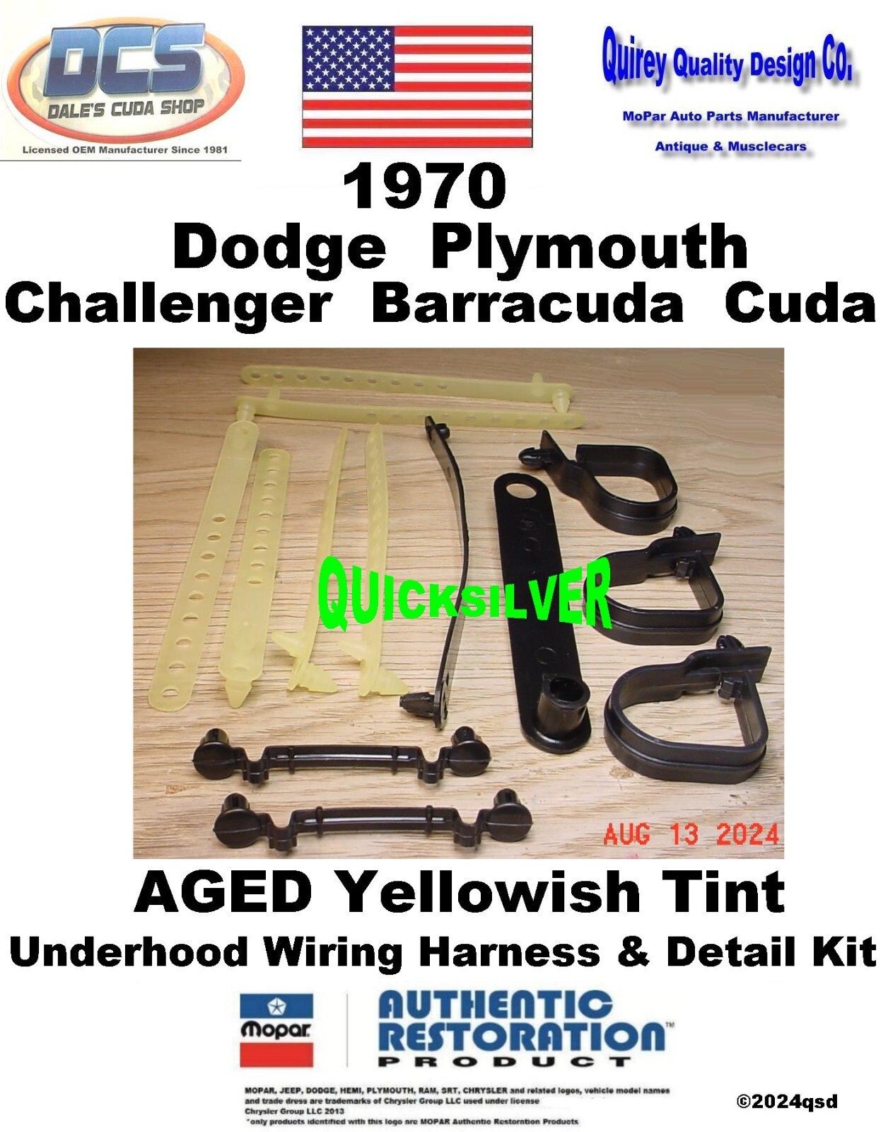 1970 Challenger Barracuda Underhood Aged Yellowish Wire Strap Retainer ...