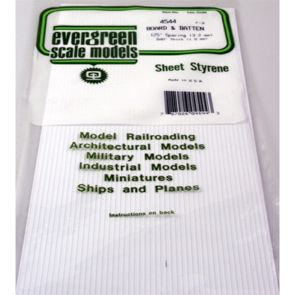 Evergreen 04544 Styrene Board And Batten Sheet 0.125 x 6 x 12in / 3.2mm ...