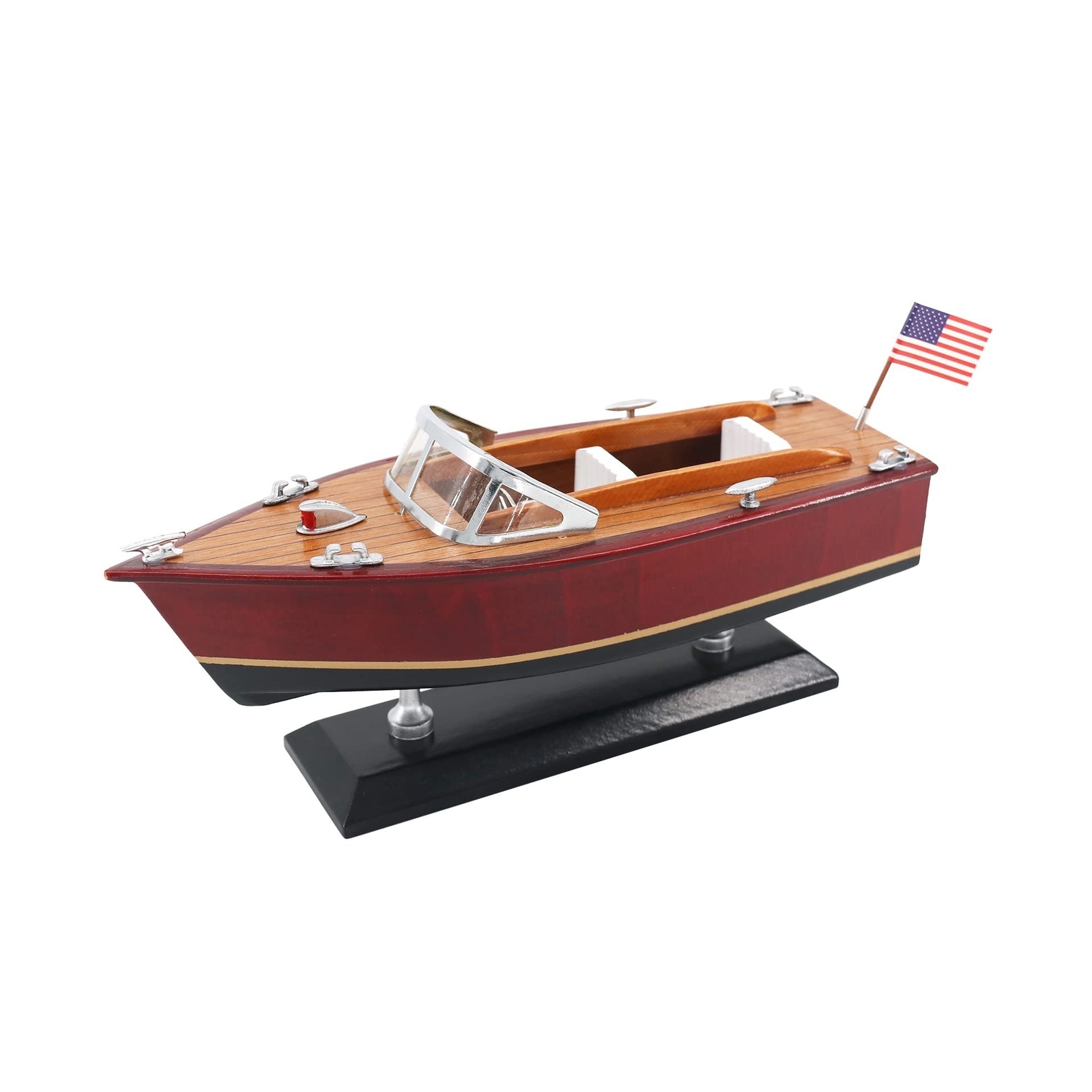 10" Wooden Speedboat Model Ship Sailing runabout 1/27 Scale Replica ...
