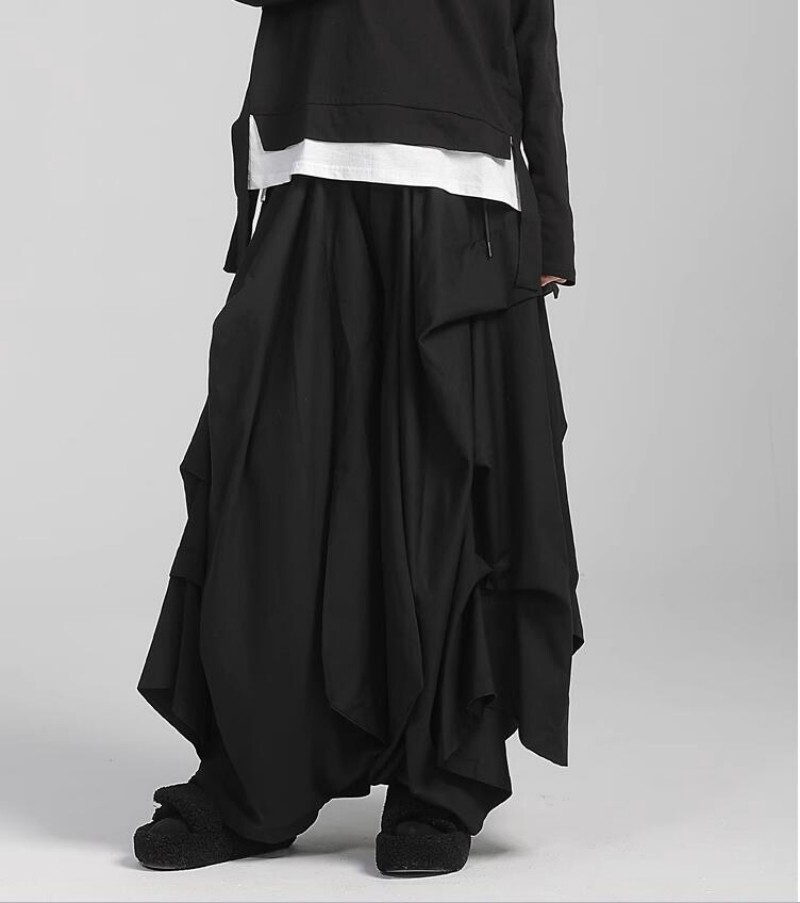 Japanese Style Pants Womens Large Size High Waist Wide Leg Casual Pants ...