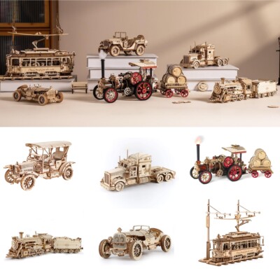 ROKR Wood Mechanical Car Model 3D Puzzle Self Assembly Kit Gear ...