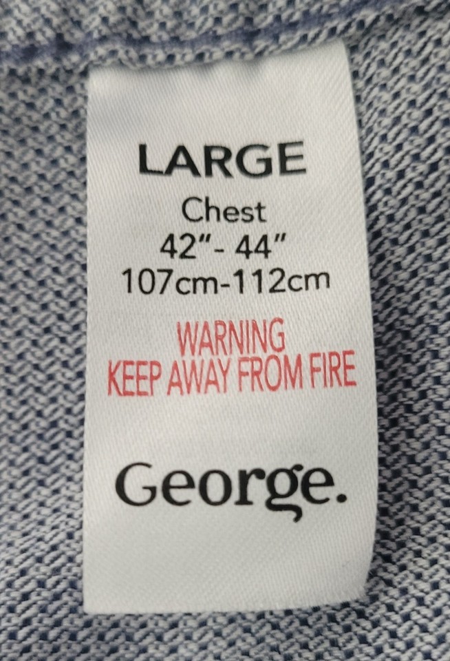 Mens GEORGE Shirt Blue Large Long Sleeved Cotton Casual Chest 42-44 ...