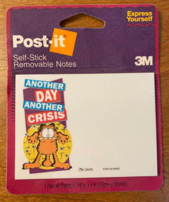 Vintage Garfield Post It Note Pad Another Day Another Crisis New Old ...