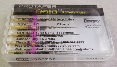10Pks Protaper Gold Rotary Files S1 21MM Dentsply Tulsa Assorted ...