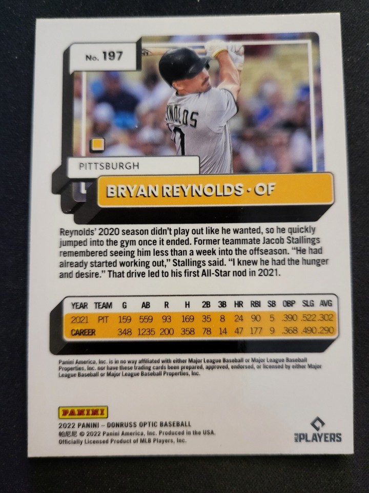 2022 Optic Bryan Reynolds #197 Card - Pirates | eBay