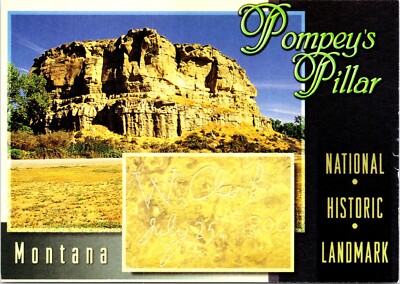 Pompeys Pillar William Clark Signature inset MT POSTCARD | eBay