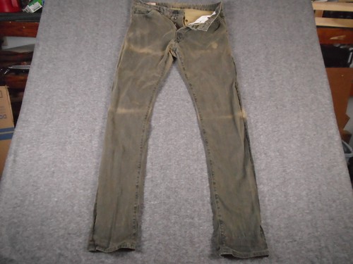 Shockoe Atelier Jeans Mens 34x32 Green Slim Cottrell Distressed Button ...