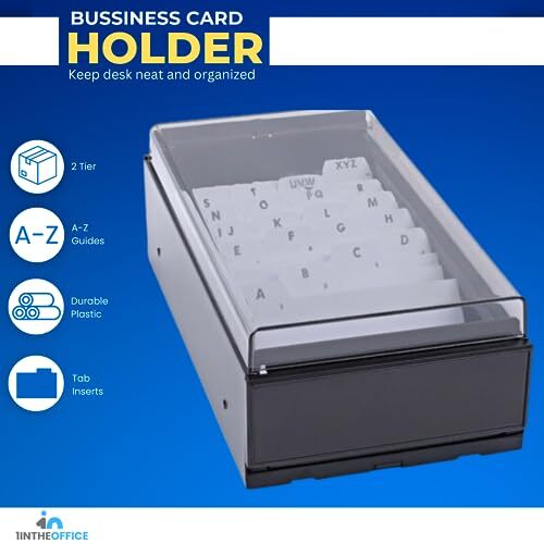 Business Card Holder Desk, Name Card Organizer with Dividers and Index ...
