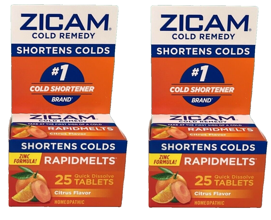 2x Zicam Cold Remedy Zinc Rapidmelts, Citrus Flavor /Ederberry 25ct ...