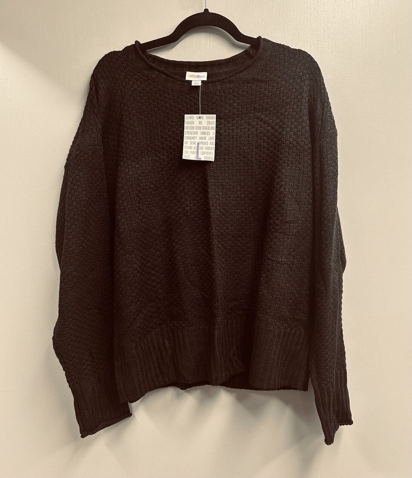 NWT Large LuLaRoe Harper Long Sleeve Dark Chocolate Brown Knit Sweater ...