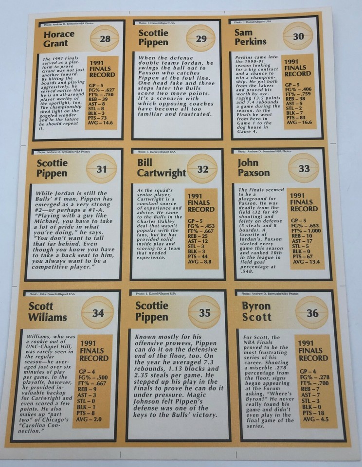 Michael Jordan Chicago Bulls Tuff Stuff Jr Uncut 4 Sheet 36 Basketball ...