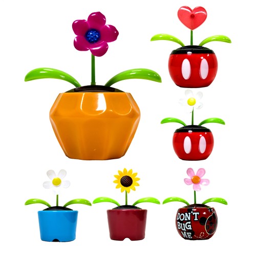 Solar Power Dancing Toy Swinging Flower Pot Car Dashboard Home Office ...