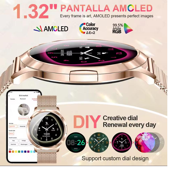 New Smart Watch Full Touch Screen AMOLED Bluetooth Call for Women and ...
