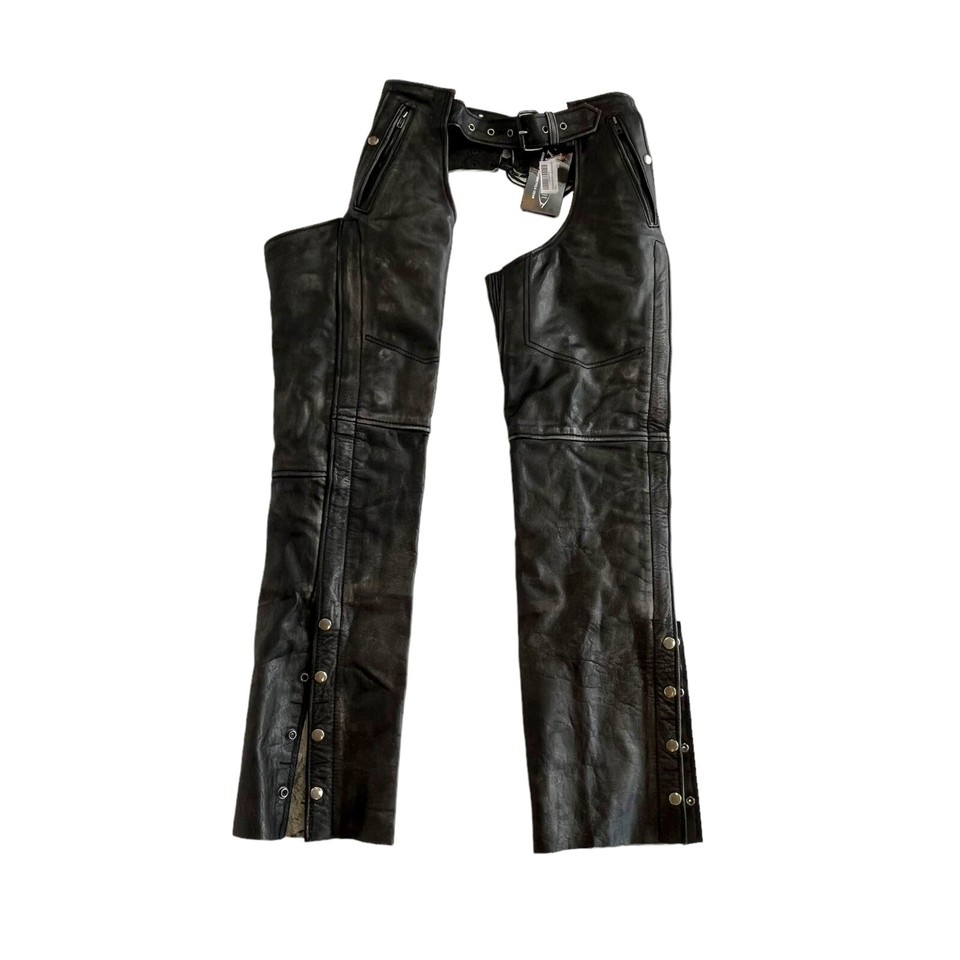 Xelement Motorcycle Gear Size 30 2XS Black Distressed Leather Chaps ...