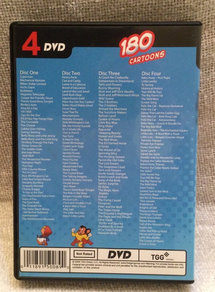 180 Classic Cartoons - 4 DVD’s - VG | eBay