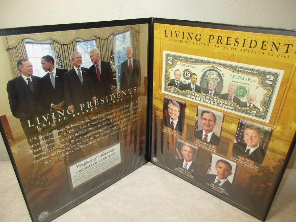 NEW Five Living Presidents Signed United States $2 Bank Note in folder ...