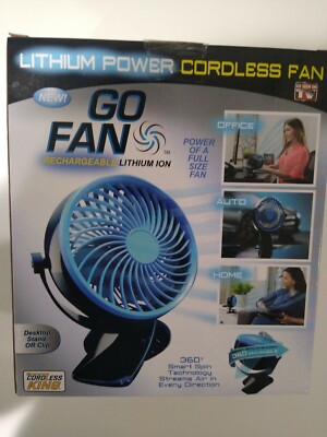Go Fan Rechargeable Cordless Lithium Ion Fan As Seen On TV 360 Angle ...