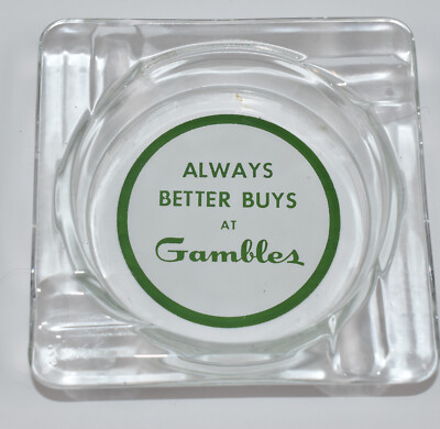 Vintage Gambles Department Store Advertising Glass Ashtray | eBay