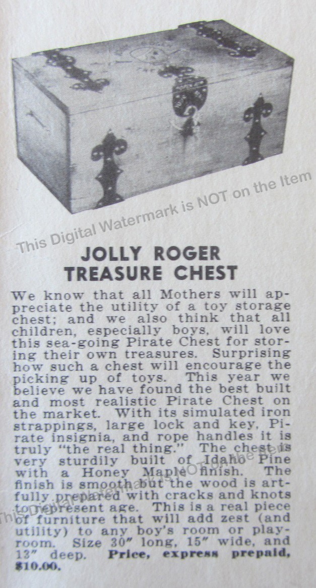 1939 Print Ad * Jolly Roger Treasure Chest Toy Storage Pirate Chest | eBay