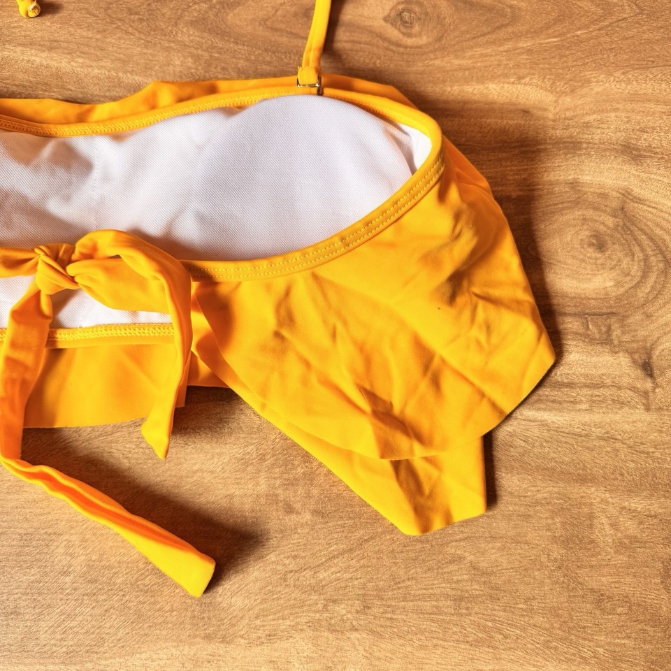 NWOT Unbranded Mustard Yellow Ruffle Bikini Top Swim Top Swimwear Sz Sm ...
