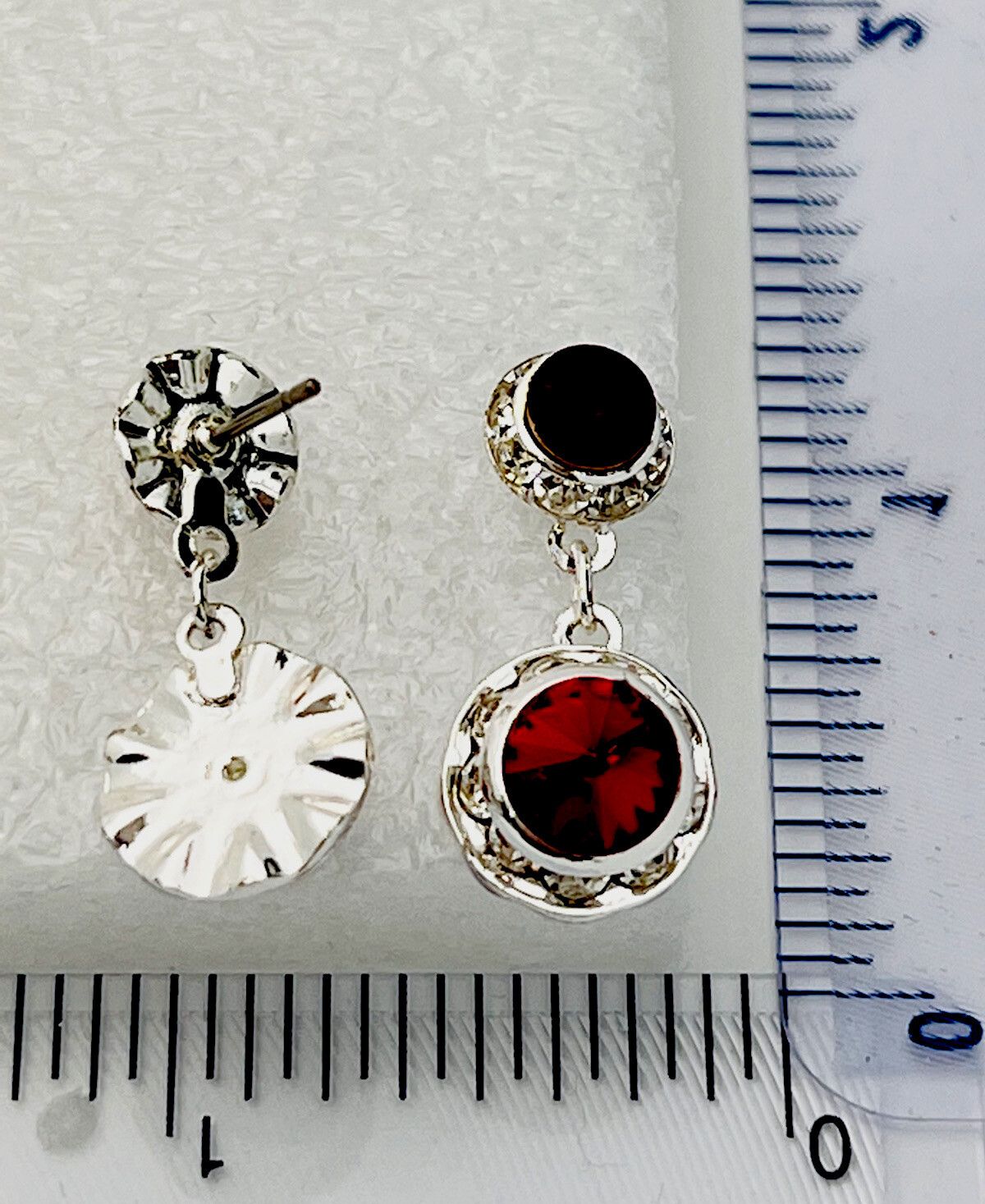 Vintage Charlestone Silver Tone 40 Clear Garnet Crystal Titanium Post ...