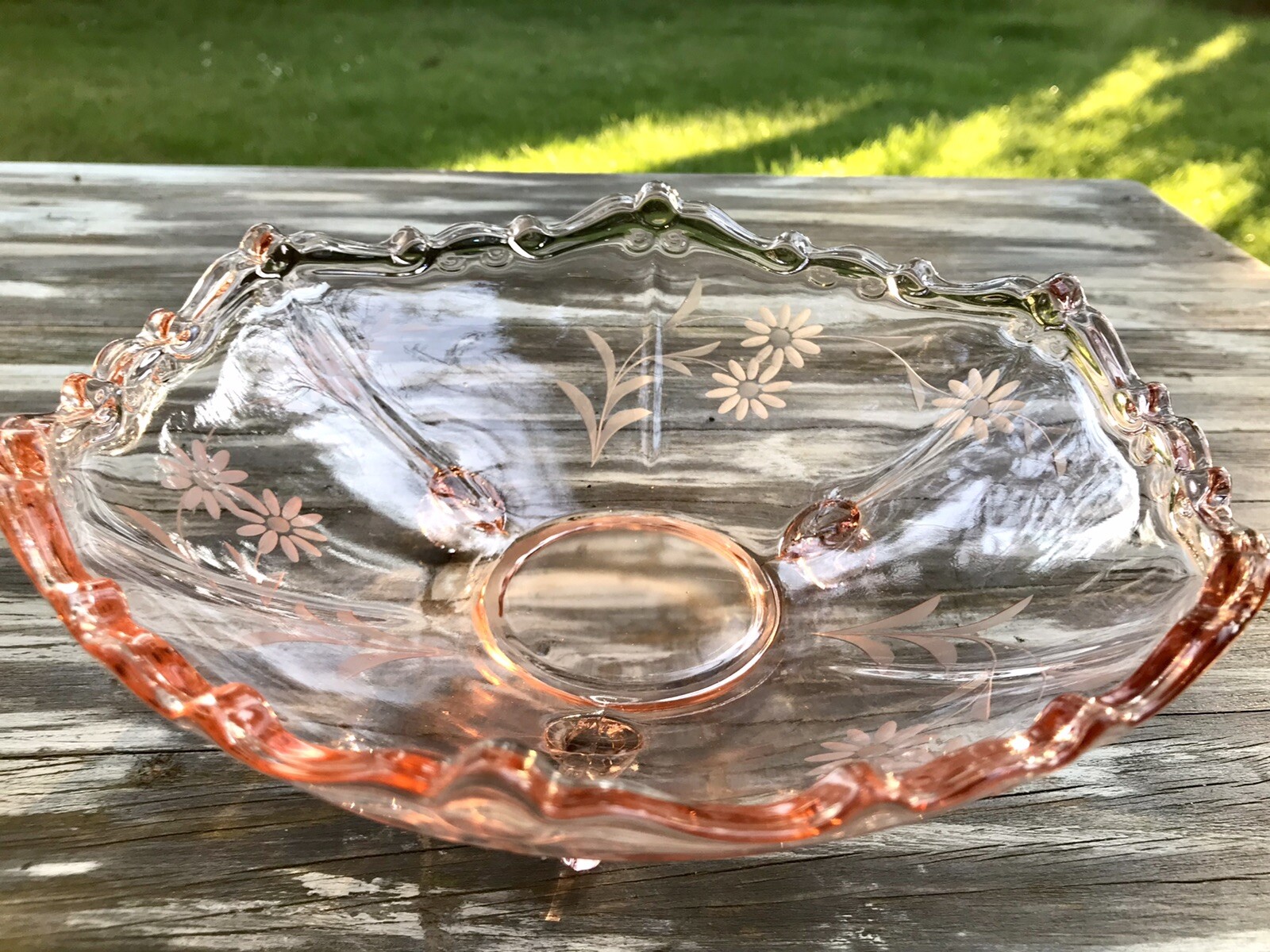 Art Déco Fenne Pressglas Schale Glasschale 3 füssig Glas geschliffen ...