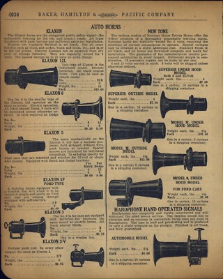 1920 PAPER AD Automobile Horn Klaxton New Tone Outside Under Hood ...