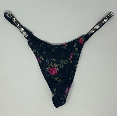 Victorias Secret Very Sexy V-String Rhinestone Thong Panty Sz M Shine ...
