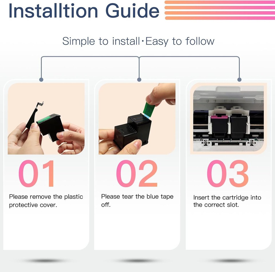 67 XL Black Color Ink Cartridge Combo for HP DeskJet 2700e 2720 4140 ...