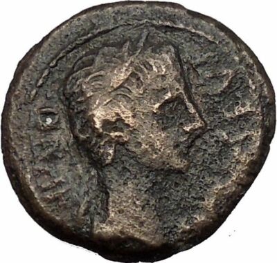 AUGUSTUS 8BC Caesaraugusta Spain Semis Vexillum OLD Ancient Roman Coin ...