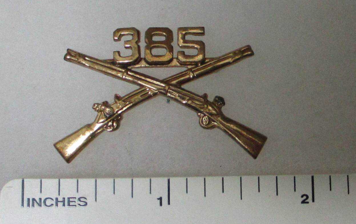 Single WW2 Vintage US ARMY 385th INFANTRY REGIMENT OFFICER Collar PIN ...