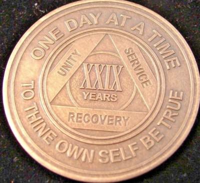 Alcoholics Anonymous AA 29 Year Bronze Medallion Token Coin Chip ...