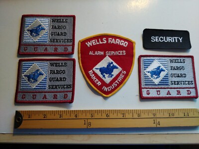 5 WELLS FARGO ALARM SERVICES BAKER SECURITY GUARD PATCH CREST BADGE LOT | eBay