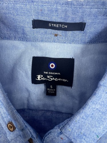 Ben Sherman Men's Blue Pocket Button Front Stretch Short Sleeve Size ...