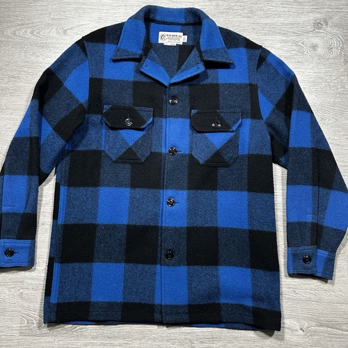 Vintage Bemidji Woolen Mills Blue Black Plaid Wool Shirt Shacket Mens ...