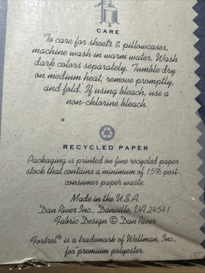 Vtg New In Pkg Dan River Full Bed Fitted Sheet “ Sheffield” Floral Deep ...