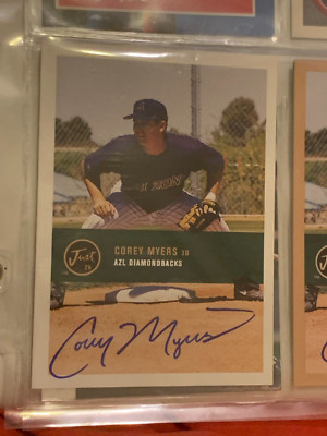 COREY MYERS AUTOGRAPHED SIGNED 2000 JUST MINORS CARD DIAMONDBACKS COA ...