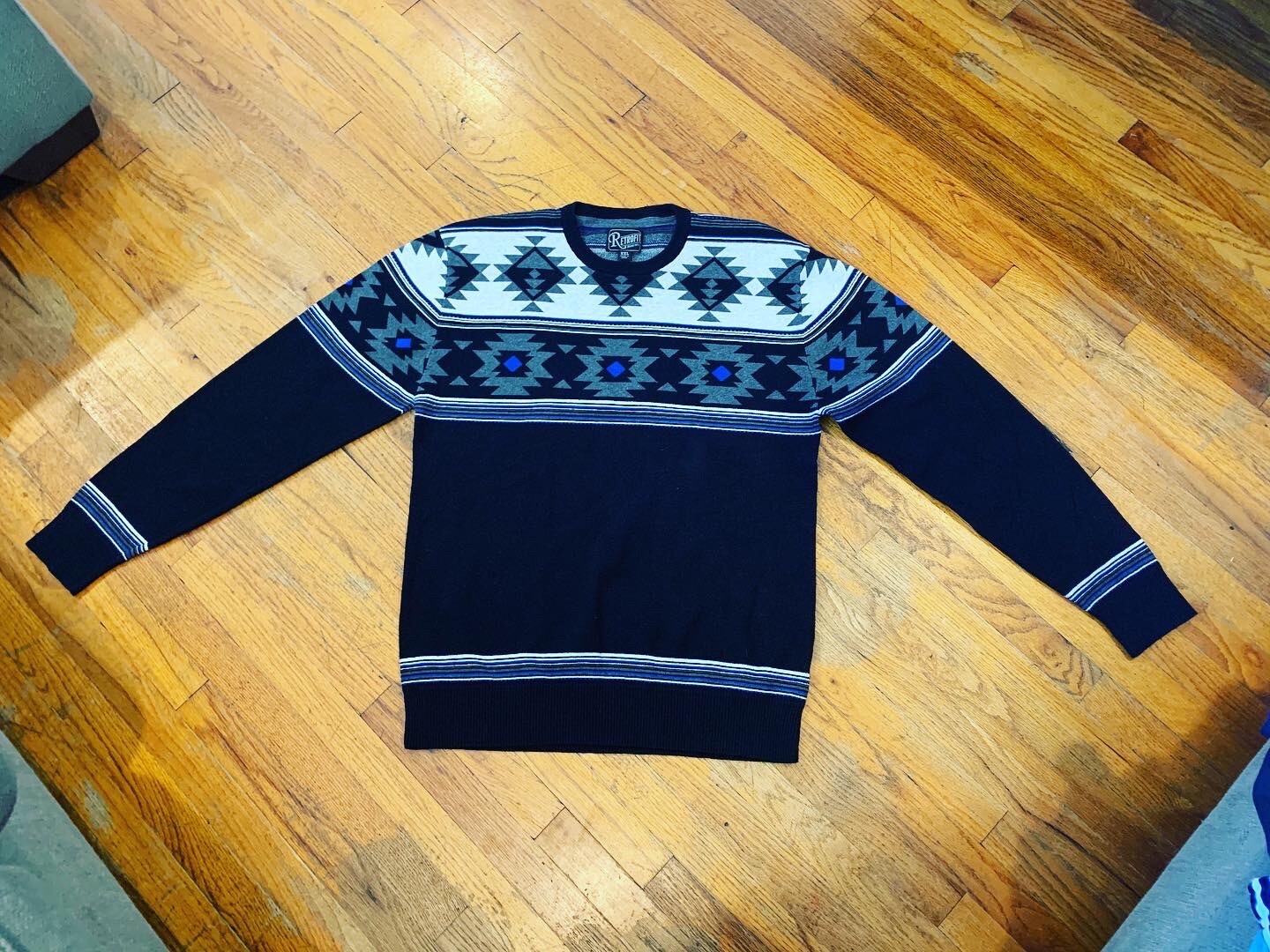 Retrofit Mens Sweater. Black And Gray Stripes Size 2XL - Gem