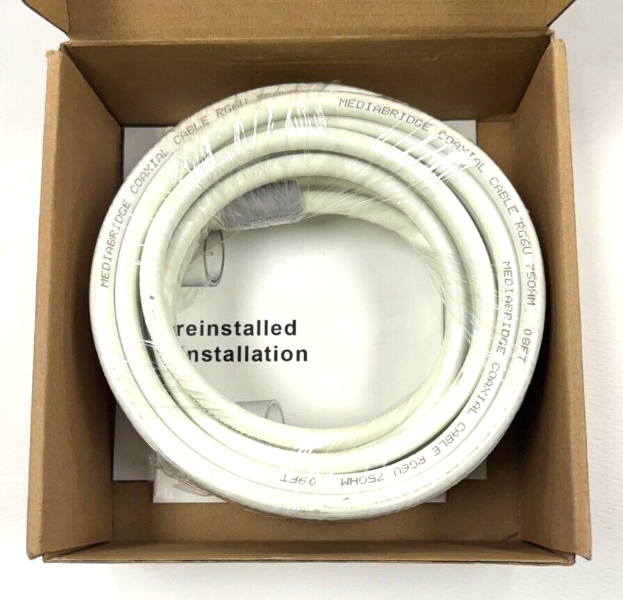 Coax Cable 25' Feet White RG6 Coax, Coaxial Cable With Two Male F-pin ...