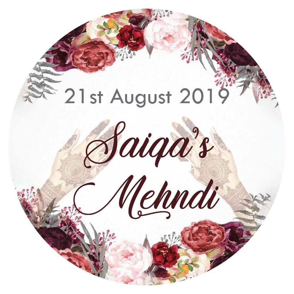 35 Glossy Personalised Wedding MEHNDI DHOLKI HENNA Stickers Labels ...
