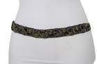 Fun Women Hippy Bling Skinny Stretch Grey Waistband Fashion Belt Bling ...