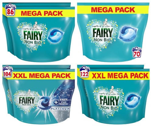 FAIRY Non Bio Platinum Pods Pack Sensitive Skin Laundry Detergent Pods ...
