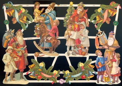 VICTORIAN STYLE DIE CUT PAPER SCRAPS MIXED SANTAS ef7385 GERMANY | eBay