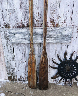 2 Rustic Wood Boat Oars 72" Lake House Beach Canoe Paddle Nautical ...